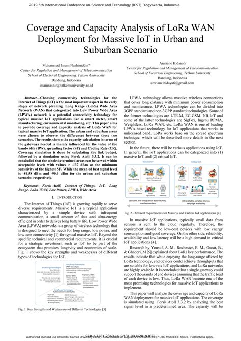 Pdf Coverage And Capacity Analysis Of Lora Wan Deployment For Massive Iot In Urban And