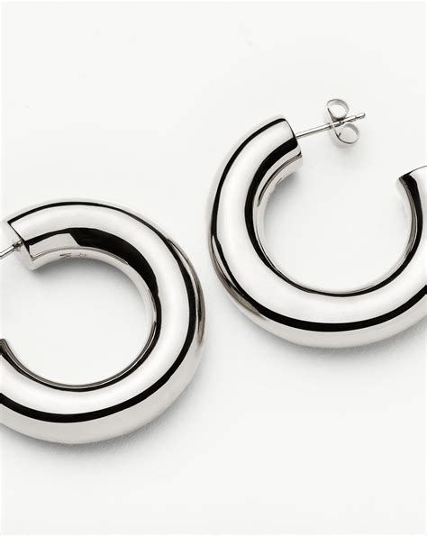 Chubby Large Hoop Earrings Silver Plated Missoma Uk