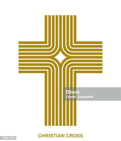 기독교 십자가 현대 선형 스타일 벡터 기호 흰색에 고립 믿음과 믿음 현대 십자가 기호 예수 그리스도 스트라이프 그래픽 디자인 기독교에 대한 스톡 벡터 아트 및 기타 이미지