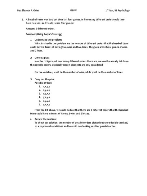 Answer 6 Different Orders Solution Using Polyas Strategy Pdf
