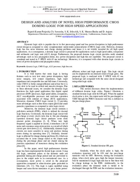 Pdf Design And Analysis Of Novel High Performance Cmos Domino Logic For High Speed Applications