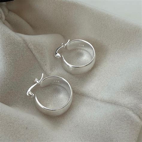 Brushed Matte 925 Sterling Silver Hoop Earrings Lightweight Everyday