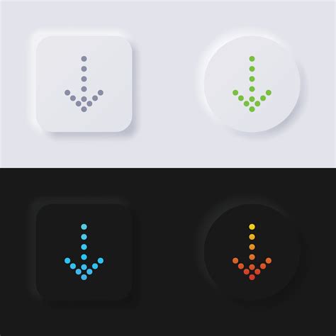 Download Button Arrow Icon Set Multicolor Neumorphism Button Soft UI Design For Web Design