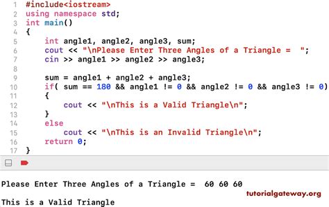 C Program To Check Triangle Is Valid Using Angles