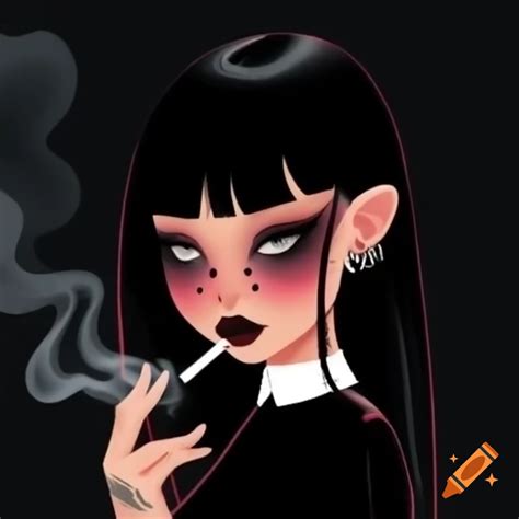 Goth Girl Relaxing With A Bong On Craiyon