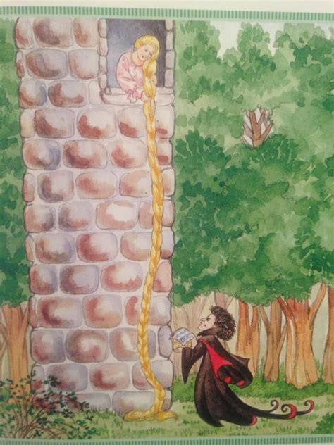 Rapunzel In Her Tall Tower And The Evil Witch Evil Witch Rapunzel Woods Fairy Tales Tower