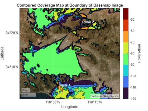 Visualize Viewsheds And Coverage Maps Using Terrain Matlab And Simulink