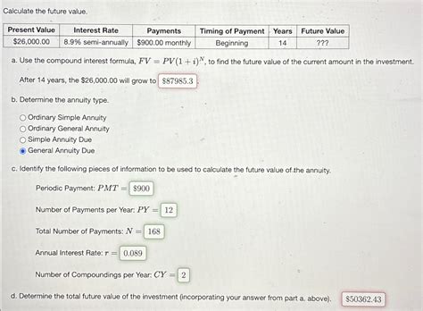 Solved Calculate The Future Value Table[[present