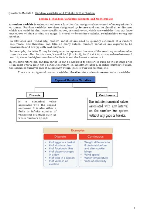 Q3 Stat Prob Module 1 Good Quarter 3 Module 1 Random Variables And
