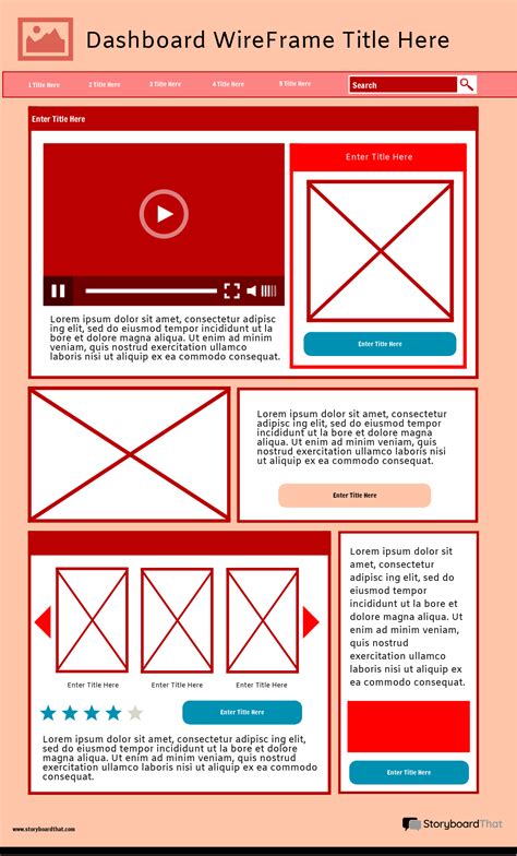 Corporate Dashboard Wireframe Template 2 Storyboard
