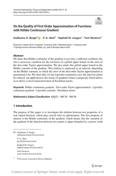 On The Quality Of First Order Approximation Of Functions With Hölder