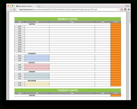 Social Media Planning Spreadsheet — Db