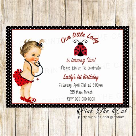 Pink Ladybug Invitation