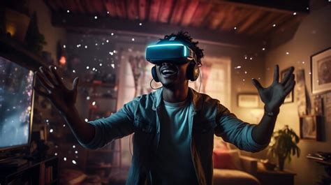 Premium Photo A Man Wearing A VR Headset