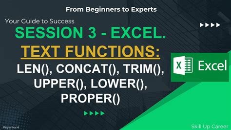 Session 3 Excel Text Functions Len Concat Trim Upper Lower Proper Youtube