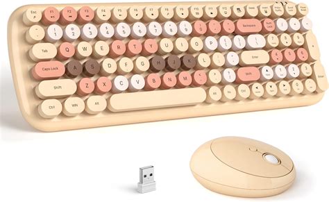 Wireless Keyboard And Mouse Combo Geezer Pale Coffee Colorful Round Keycap