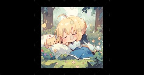 Chibi Saber Sleep Anime Sticker Teepublic