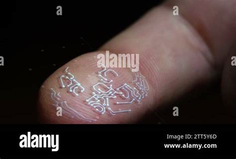 Futuristic Digital Processing Of Biometric Fingerprint Scanner Concept Of Surveillance And