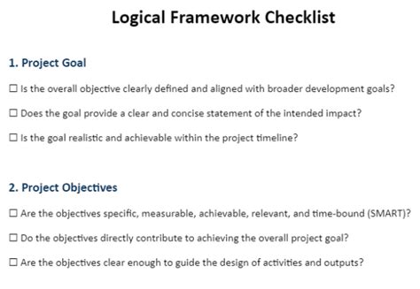 Understanding The Logical Framework Checklist Goals And Practical