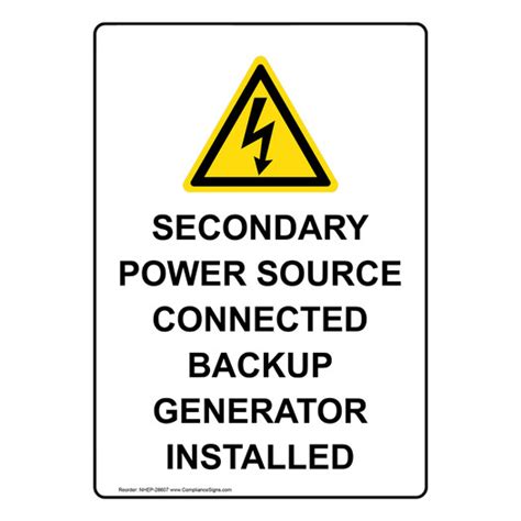 Vertical Sign Electrical Warning Secondary Power