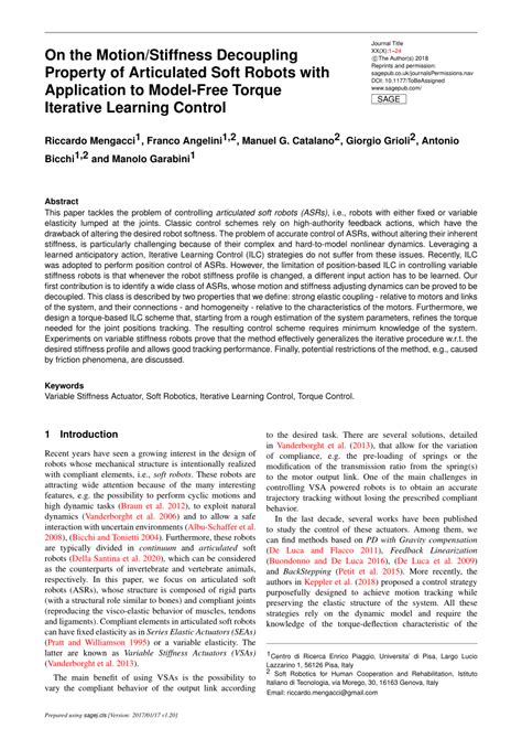 Pdf On The Motionstiffness Decoupling Property Of Articulated Soft