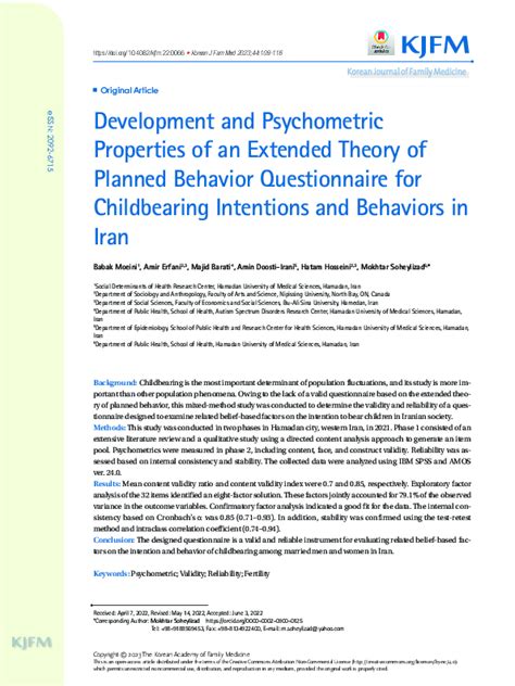 Pdf Development And Psychometric Properties Of An Extended Theory Of Planned Behavior
