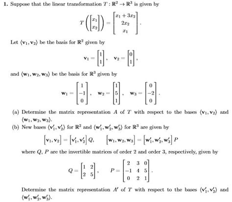 Solved Suppose That The Linear Transformation T R R Is Chegg Com