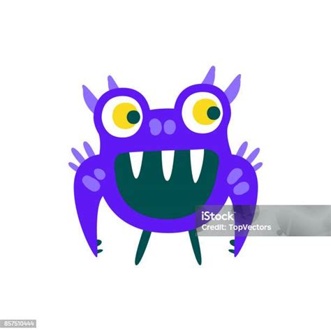 재미 있는 파란 이빨 만화 몬스터 멋진 놀라운 생물 귀여운 외계인 벡터 일러스트 레이 션 귀여운에 대한 스톡 벡터 아트 및 기타 이미지 Istock