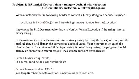 Solved Problem 1 15 Marks Convert Binary String To Decimal