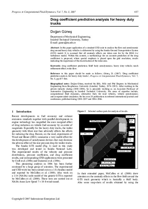 Pdf Drag Coefficient Prediction Analysis For Heavy Duty Trucks