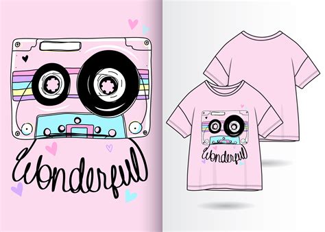 Hand Drawn Cute Cassette Tape T Shirt Design 674378 Vector Art At Vecteezy