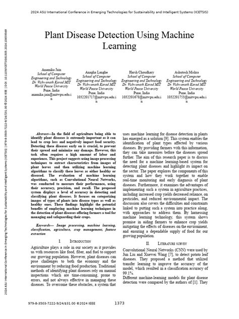 Plant Disease Detection Using Machine Learning Pdf Machine Learning