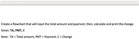 Solved Create A Flowchart That Will Input The Total Amount And Payment