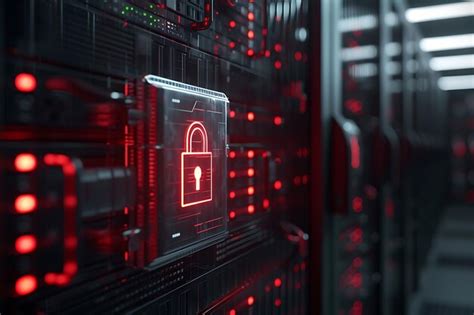 secure data center with digital lock interface premium ai generated image