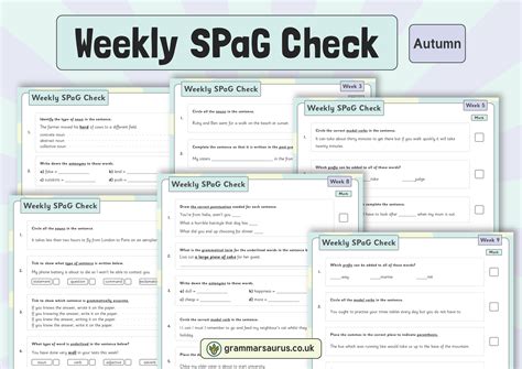 Year 5 Weekly Spag Check Autumn Grammarsaurus