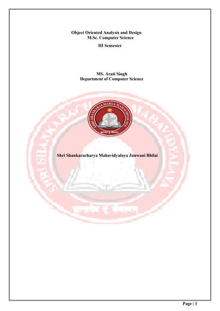 Object Oriented Analysis And Design Unit Iii Pdf