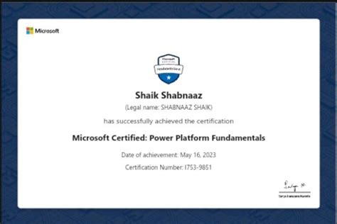 Shaik Shabnaaz On Linkedin I Achieved My Power Platform Fundamentals Certification From Microsoft