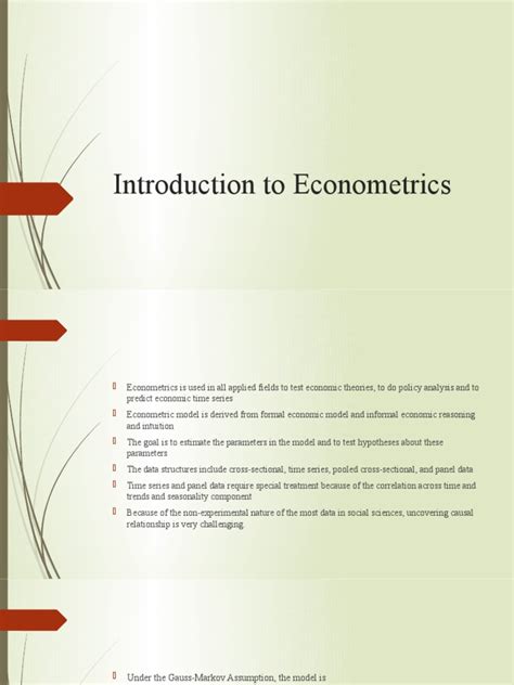 introduction to econometrics summary pdf ordinary least squares