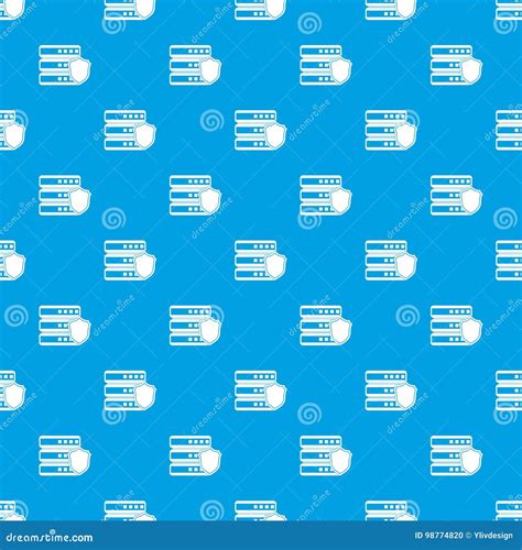 Database With Gray Shield Pattern Seamless Blue Stock Vector