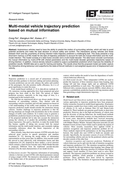 PDF Multi Modal Vehicle Trajectory Prediction Based On Mutual Information