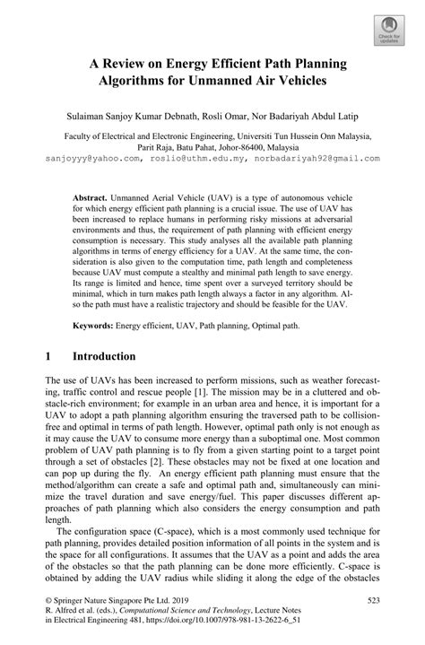Pdf A Review On Energy Efficient Path Planning Algorithms For