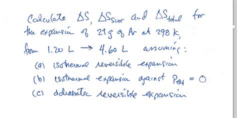solved calculate delta s delta s sum and delta s total for