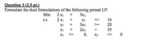 Solved Formulate The Dual Formulations Of The Following Chegg