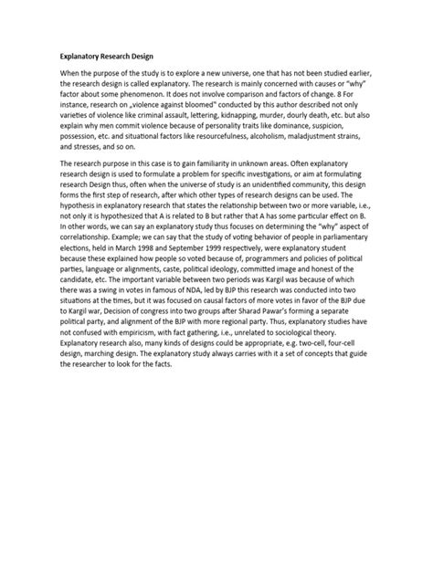 Explanatory Research Design Pdf Violence Hypothesis