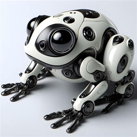 Premium Photo 3d Futuristic Frog Amphibian Reptile Robot Scifi Black And White Color With A Camera