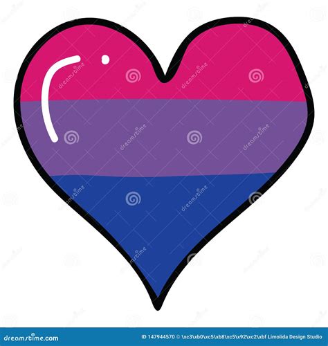 Cute Bisexual Heart Cartoon Illustration Motif Set Hand Drawn Isolated