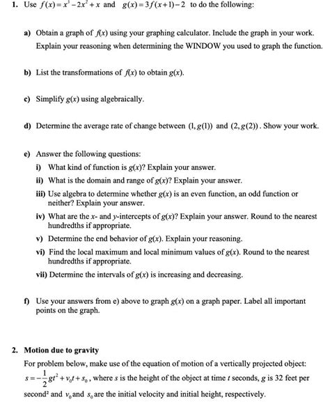 Solved 1 Use F X X3−2x2 X And G X 3f X 1 −2 To Do The
