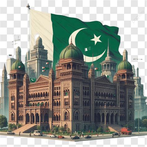 투명한 배경에 파키스탄 국기가 있는 3d 역사적 건물 투명한 배경에 파키스탄 국기가 있는 3d 역사적 건물 파키스탄 국기가 있는 역사적인 건물 파키스탄 인 Png