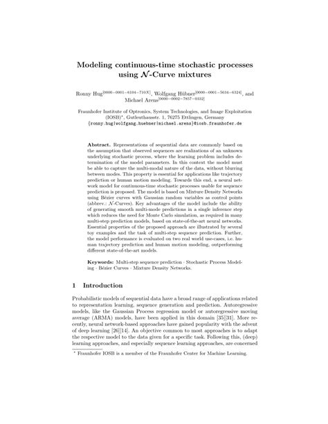 Pdf Modeling Continuous Time Stochastic Processes Using N Curve Mixtures