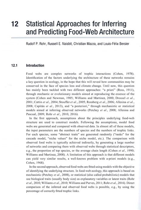 Pdf Statistical Approaches For Inferring And Predicting Food Web Architecture